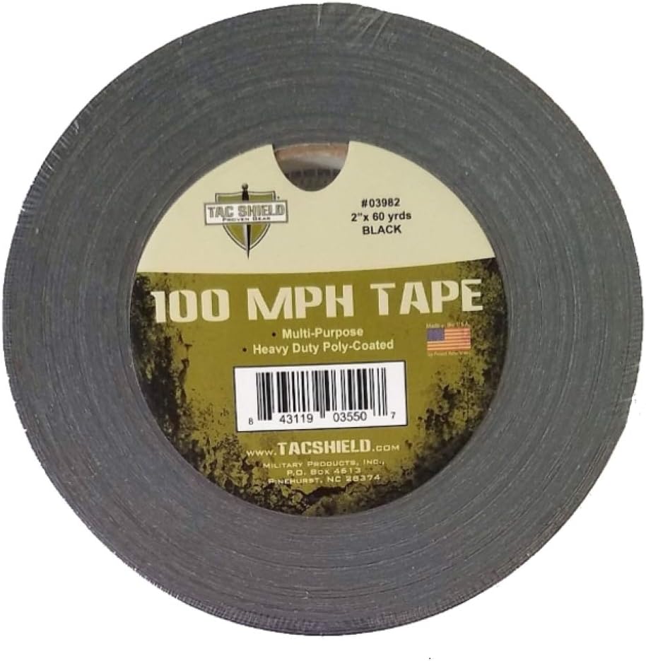Tac Shield 100 MPH Heavy Duty Tape - 60 yd, Black, 2"